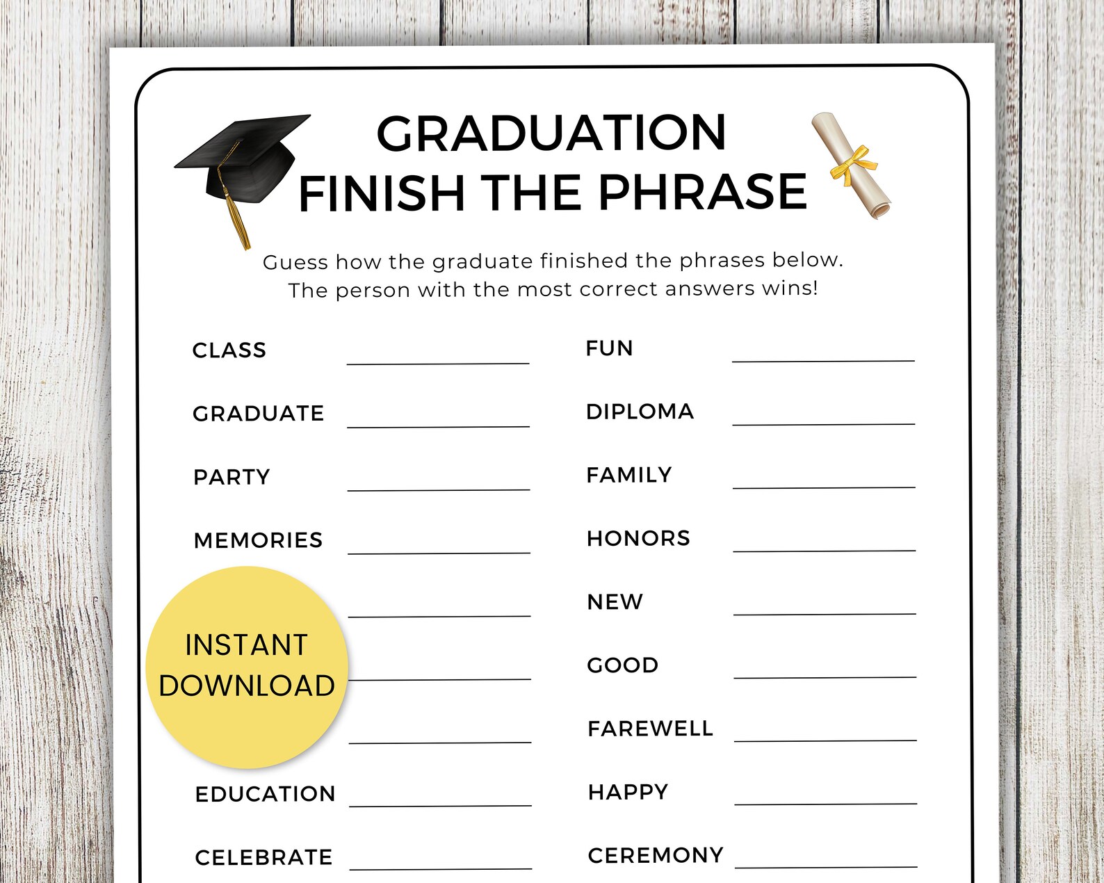 Graduation Finish the Phrase, Graduation Games, Finish My Phrase ...