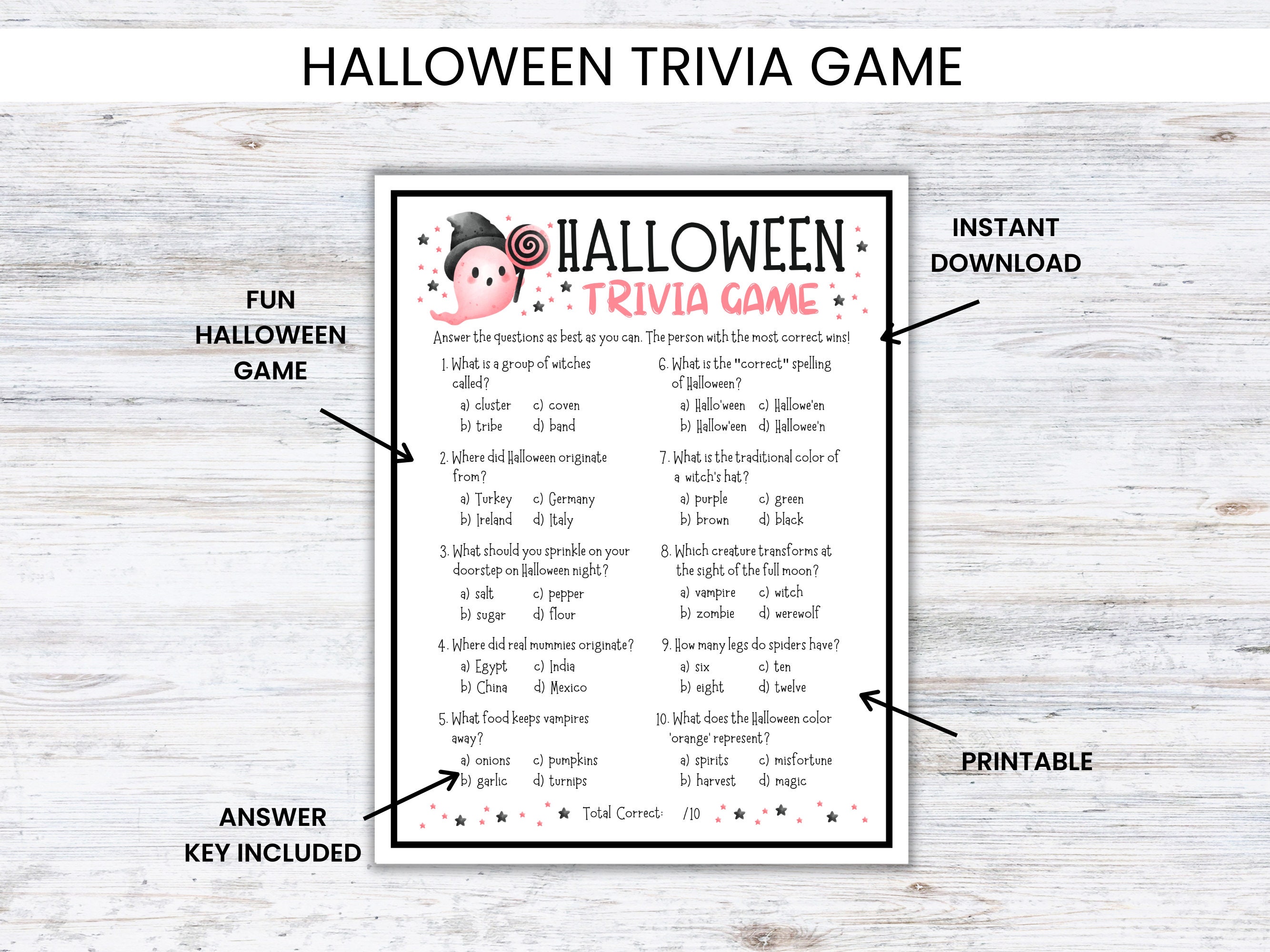 Halloween Trivia Game Trivia Questions Game for Kids Game - Etsy