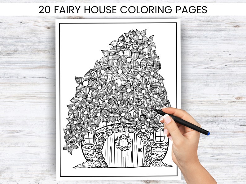 Fairy House Coloring Pages Kids Coloring Pages Printable - Etsy