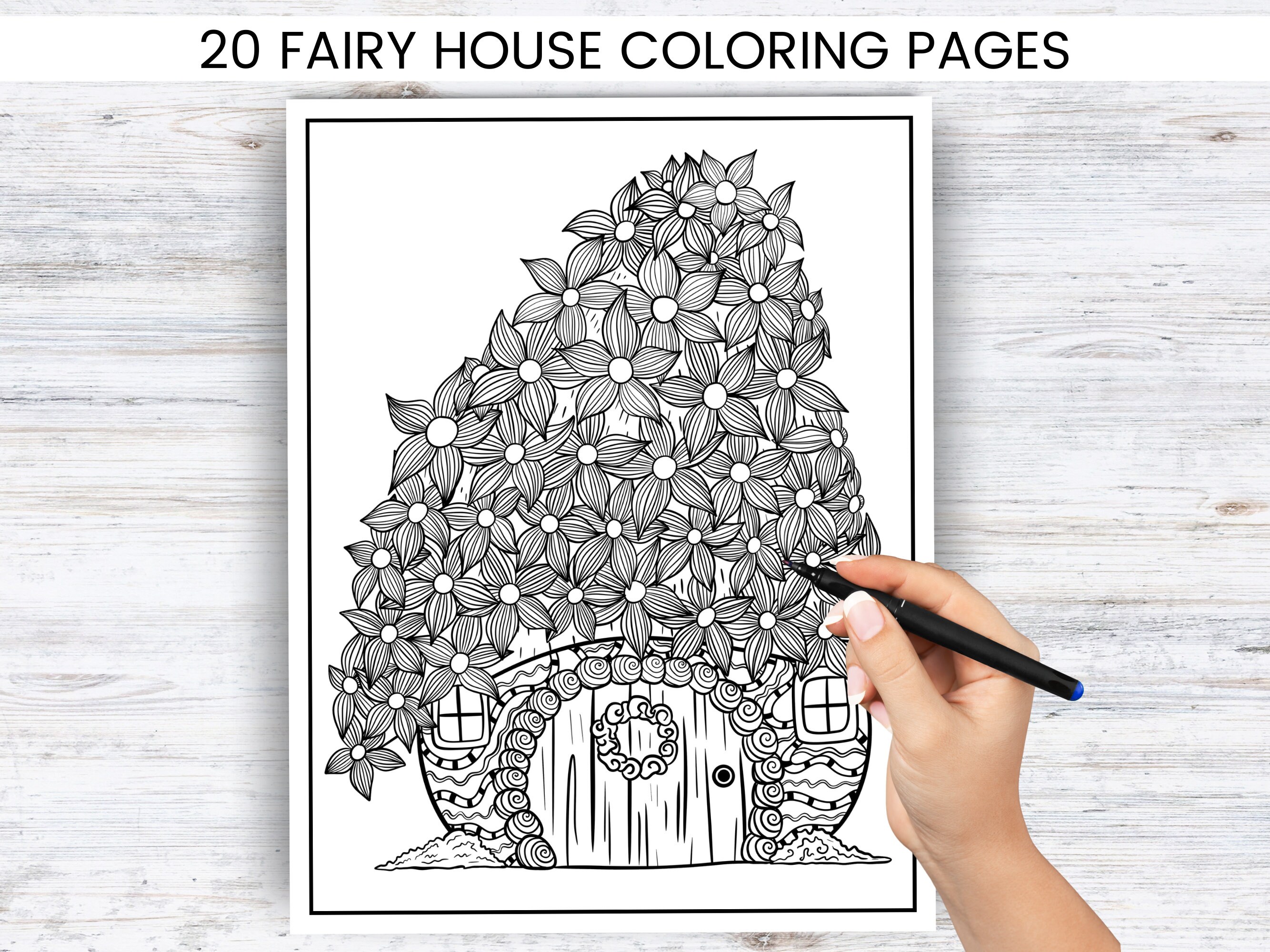 Fairy House Coloring Pages Kids Coloring Pages Printable - Etsy