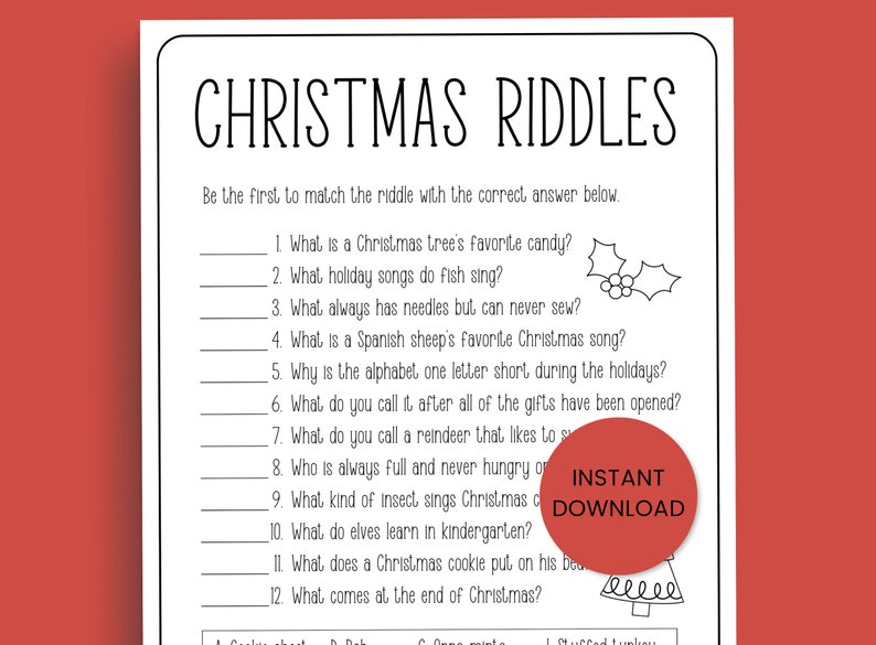 Christmas Riddles With Answers, Riddle Me This, Games for Kids, Games ...