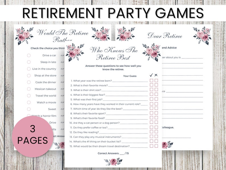 Retirement Party Games, Retirement Wishes, Retirement Advice, Who Knows ...