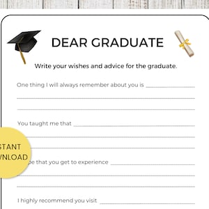 Dear Graduate Wishes and Advice Letter, Wishes for Graduate, Advice for ...