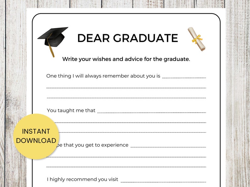 Dear Graduate Wishes and Advice Letter, Wishes for Graduate, Advice for ...