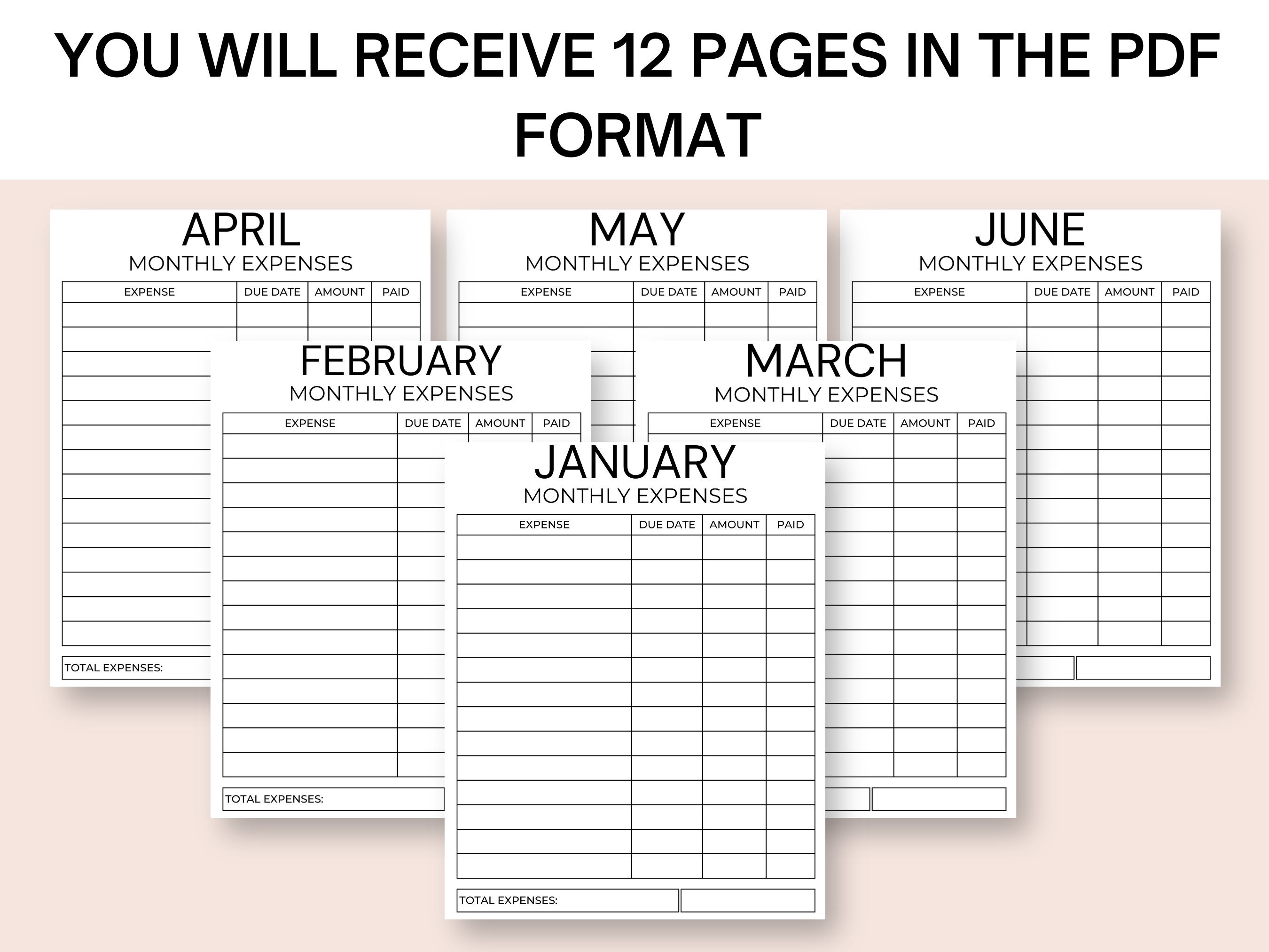 Monthly Expense Tracker Printable, Spending Tracker, Expense Log ...