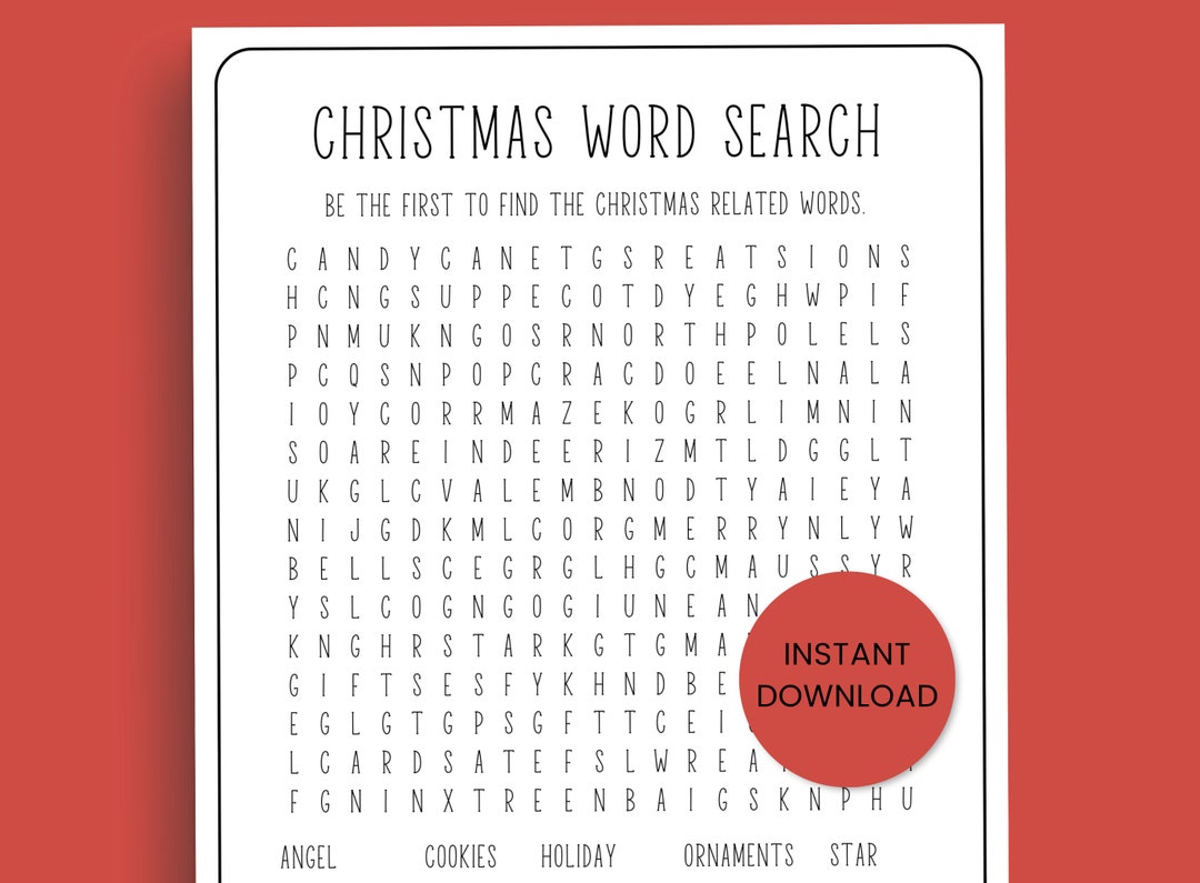 Christmas Word Search Puzzle Printable With Answers, Word Game, Games ...