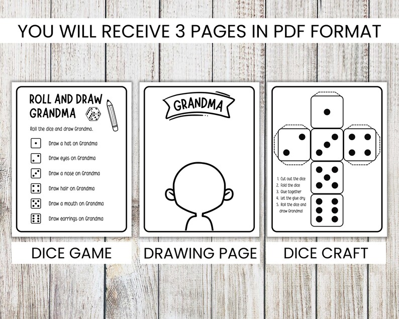 Roll and Draw Grandma Grandparent's Day Activity, Grandparents Day ...