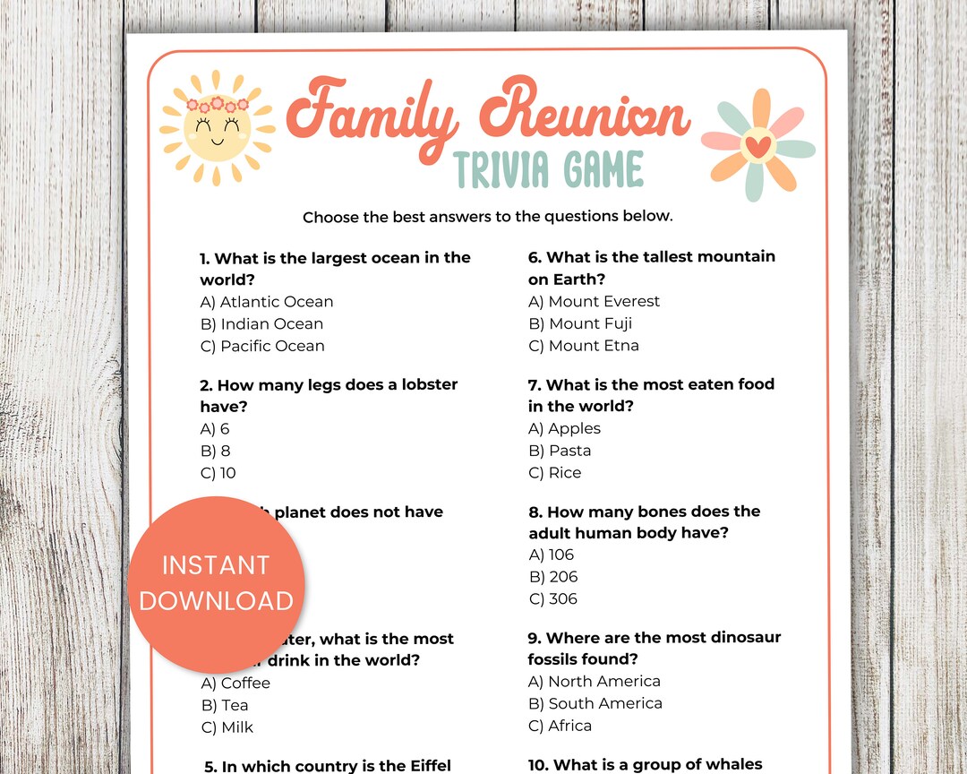 Family Reunion Trivia Questions, Virtual Family Reunion Games, Reunion ...