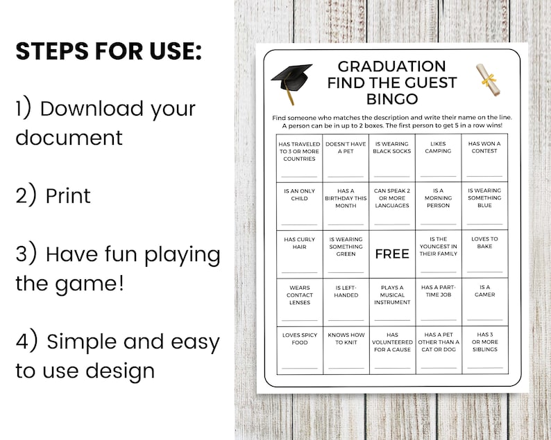 2024 Graduation Find the Guest Bingo, Icebreaker Games, Find the Guest ...