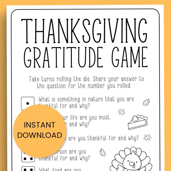 Gratitude Dice Game - Etsy