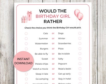 Birthday Would She Rather, Printable Party Game for Her, Adult Birthday ...