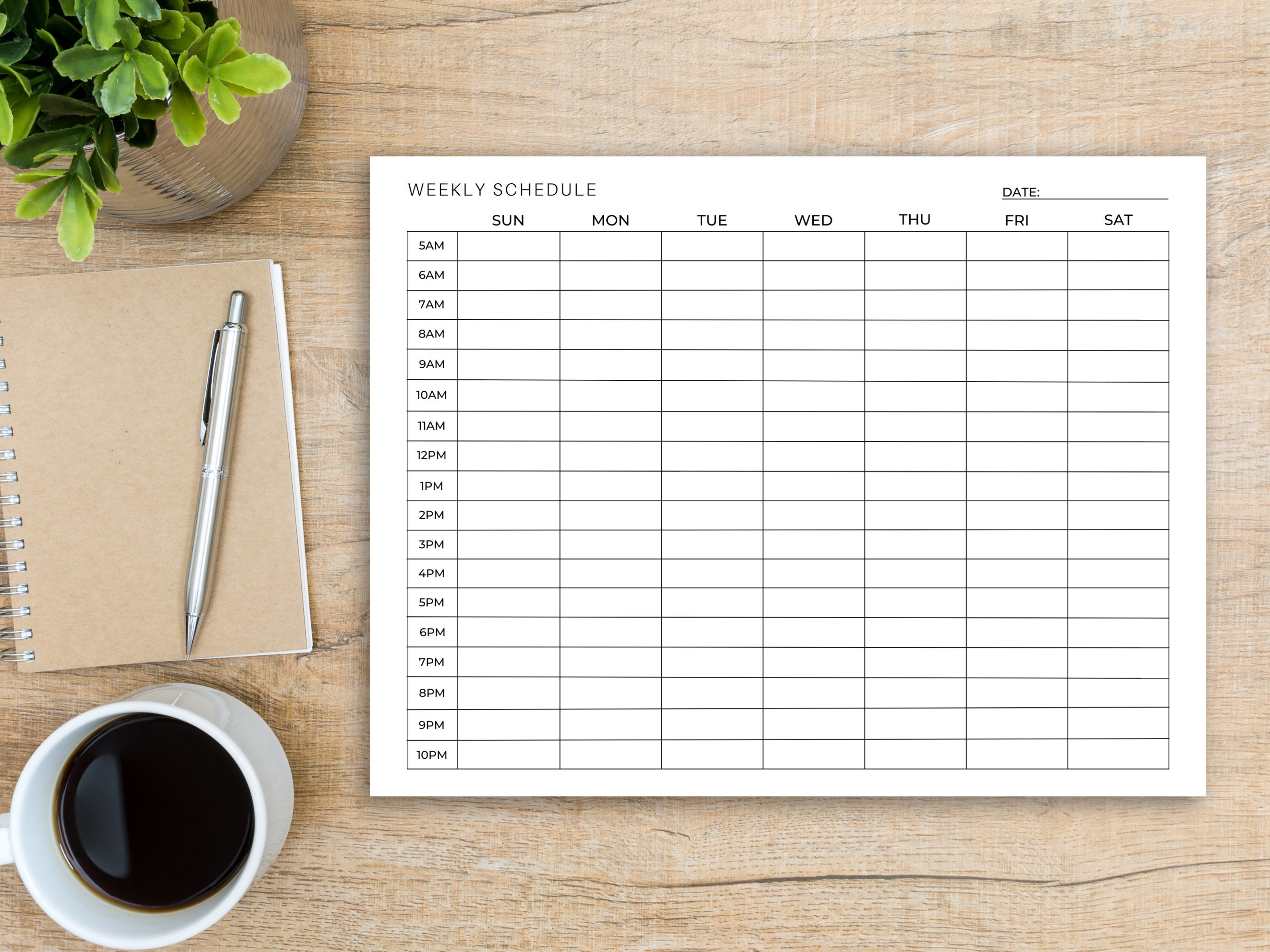 Hourly Schedule, Blank Calendar Weekly, Employee Work Schedule ...