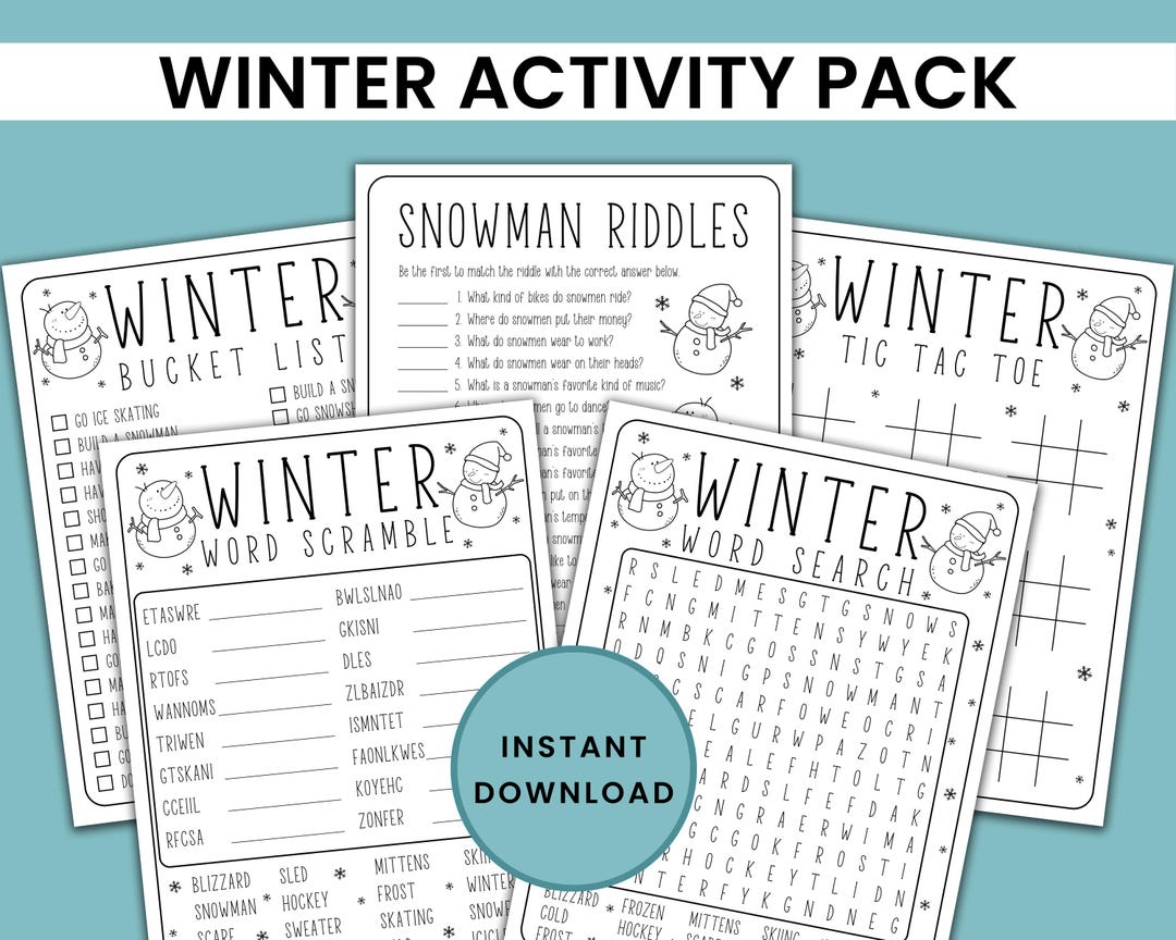 Winter Activity Pack, Winter Activities Printable, Riddles, Game for ...