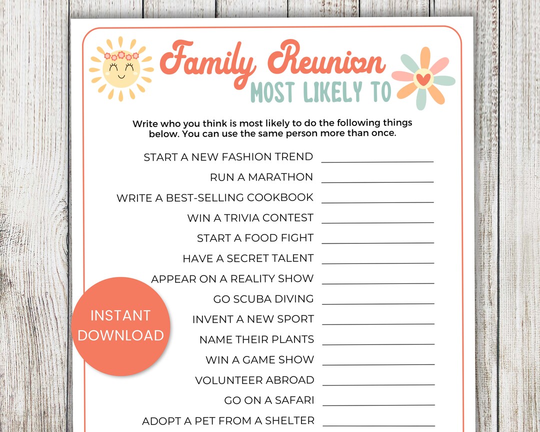 Family Reunion Games, Most Likely To, Virtual Family Reunion Games ...