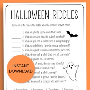 Halloween Riddles With Answers, Riddle Me This, Game for Kids, Game ...