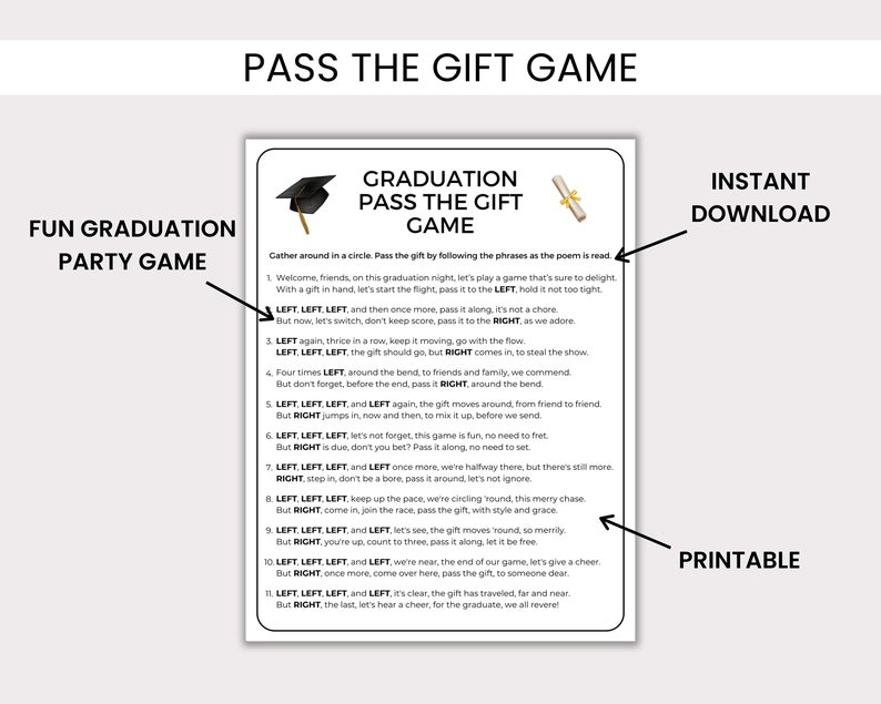 Graduation Pass the Gift Game, Pass the Parcel, Pass the Present, Pass ...