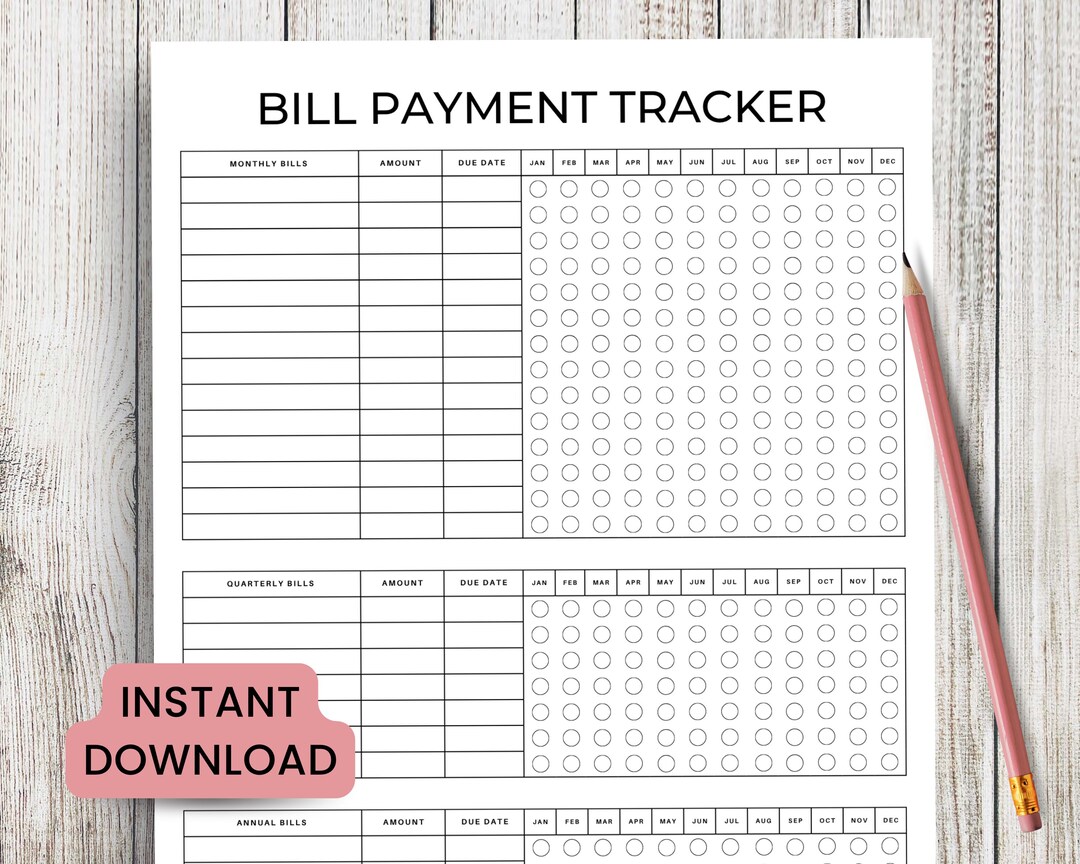 Bill Tracker Printable PDF, Bill Payment Tracker, Bills Tracker ...