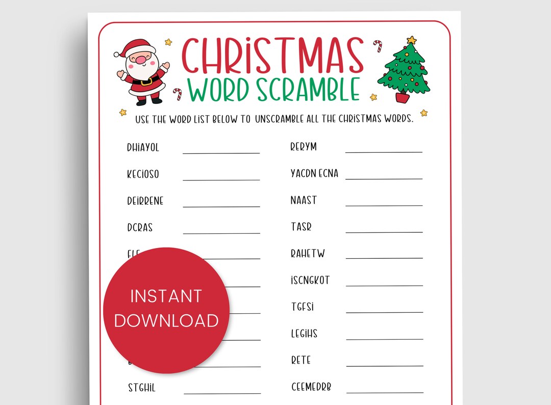 Christmas Word Scramble, Christmas Word Games, Christmas Game, Family ...