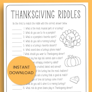 Thanksgiving Riddles With Answers, Riddle Me This, Game for Kids, Game ...