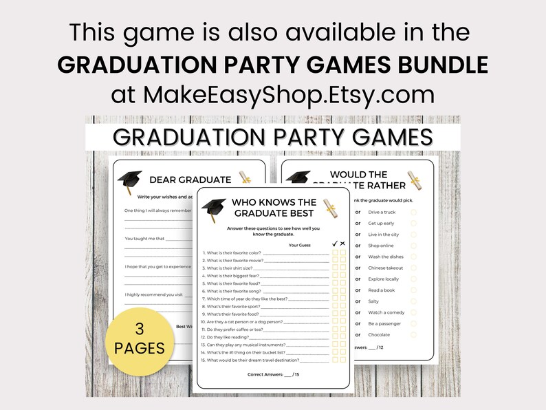 Who Knows the Graduate Best Game, Graduation Party Game, 2023 Grad ...