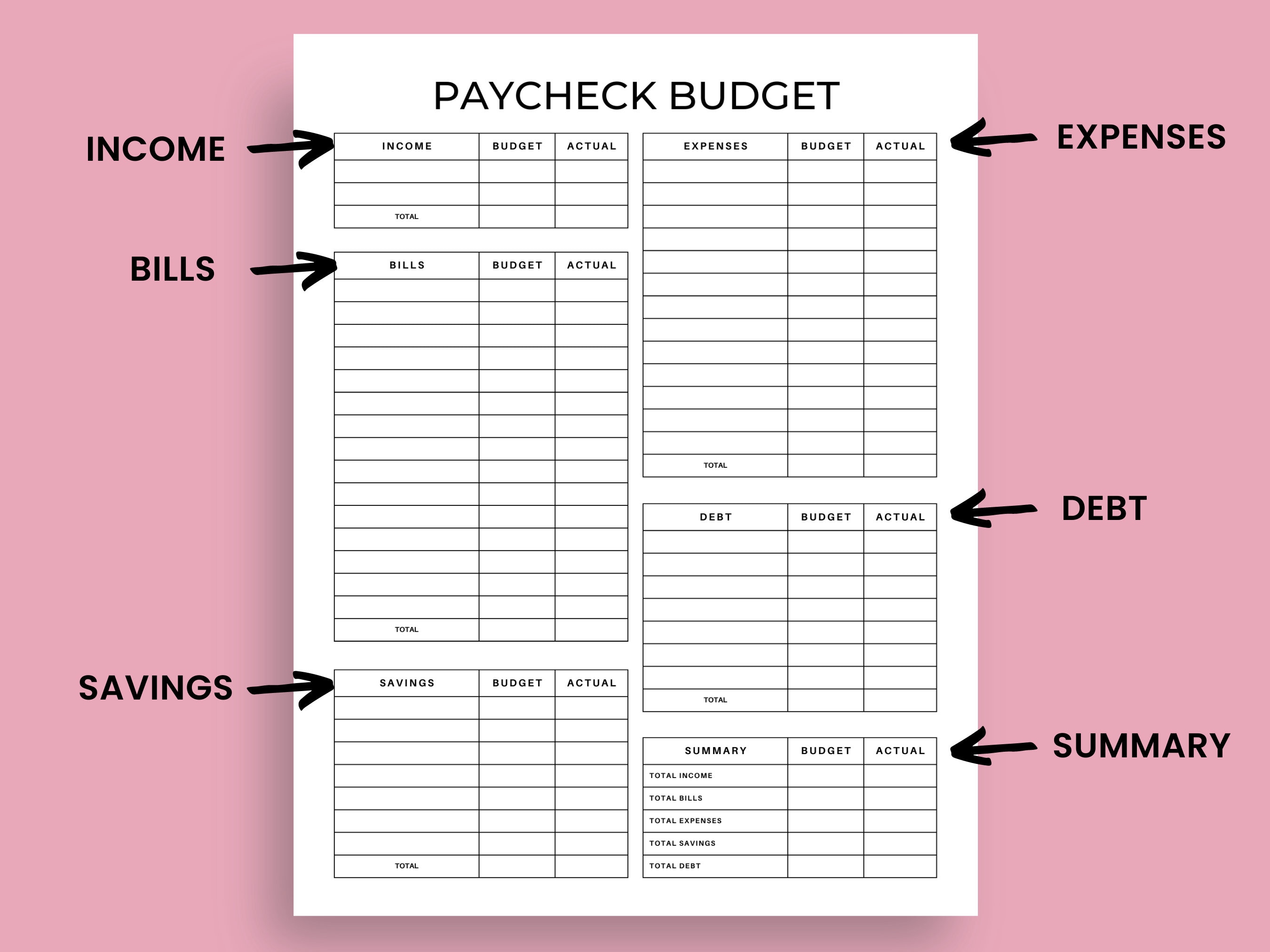 Paycheck Budget Printable PDF, Budget Planning, Budget by Paycheck ...