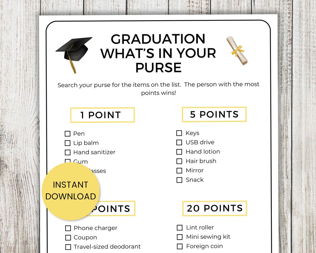 What's in Your Purse Game, Graduation Games, Graduation Party, Group ...