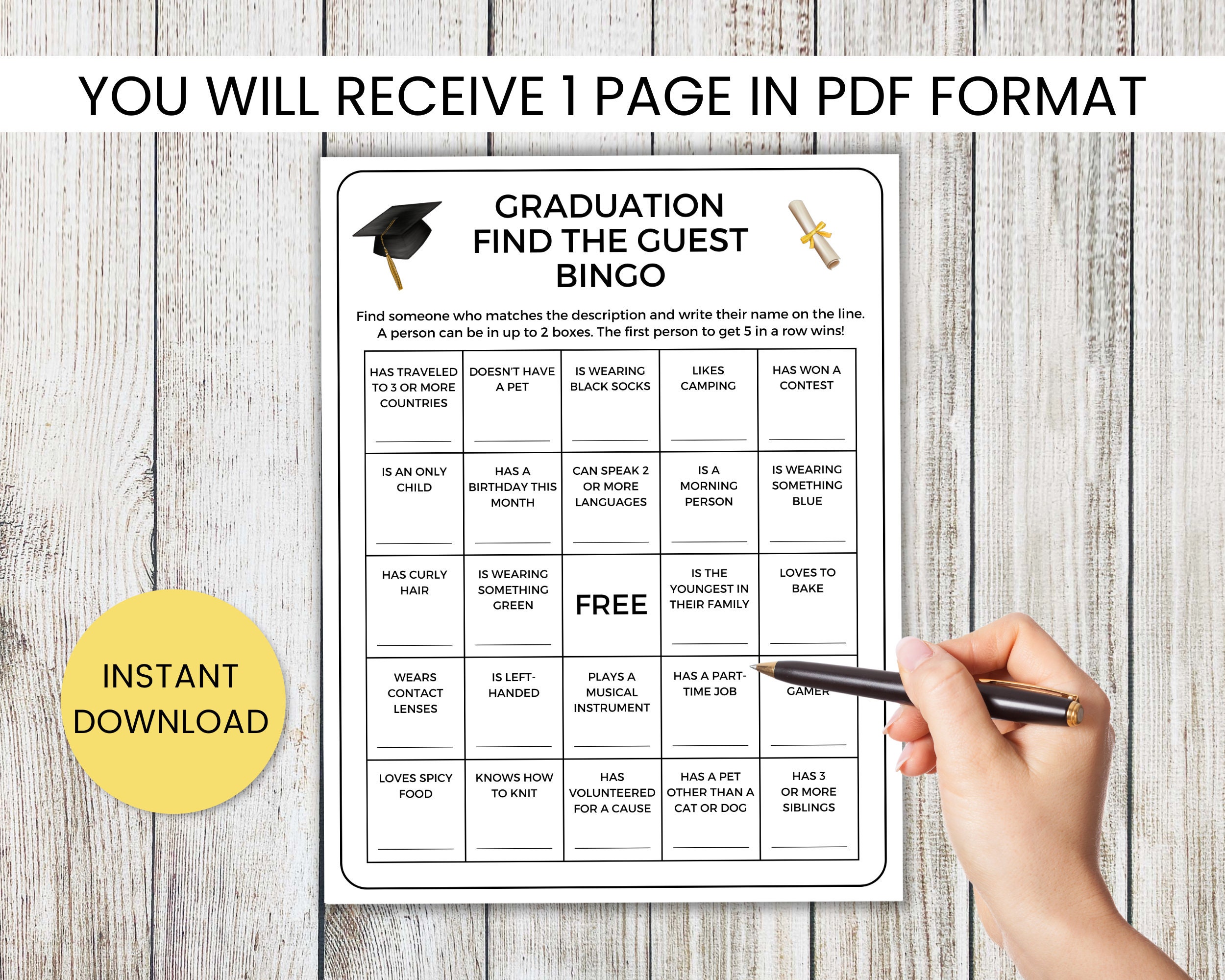 2024 Graduation Find the Guest Bingo, Icebreaker Games, Find the Guest ...