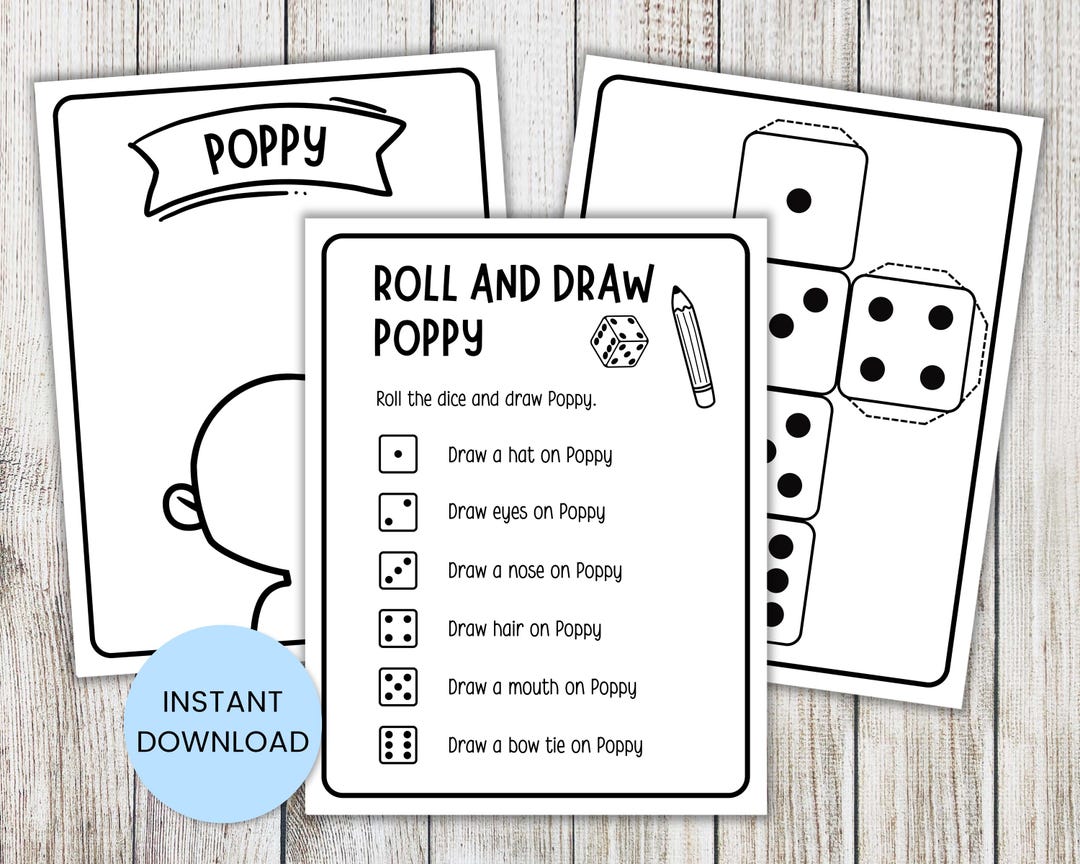 Roll and Draw Poppy Grandparent's Day Activity, Grandparents Day Craft ...