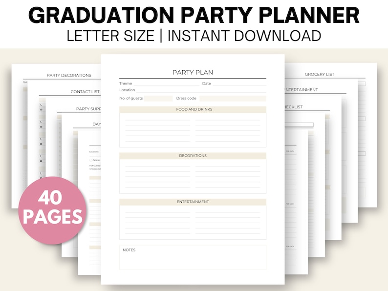 Graduation Party Planner Printable, Graduation Party Favors Checklist ...