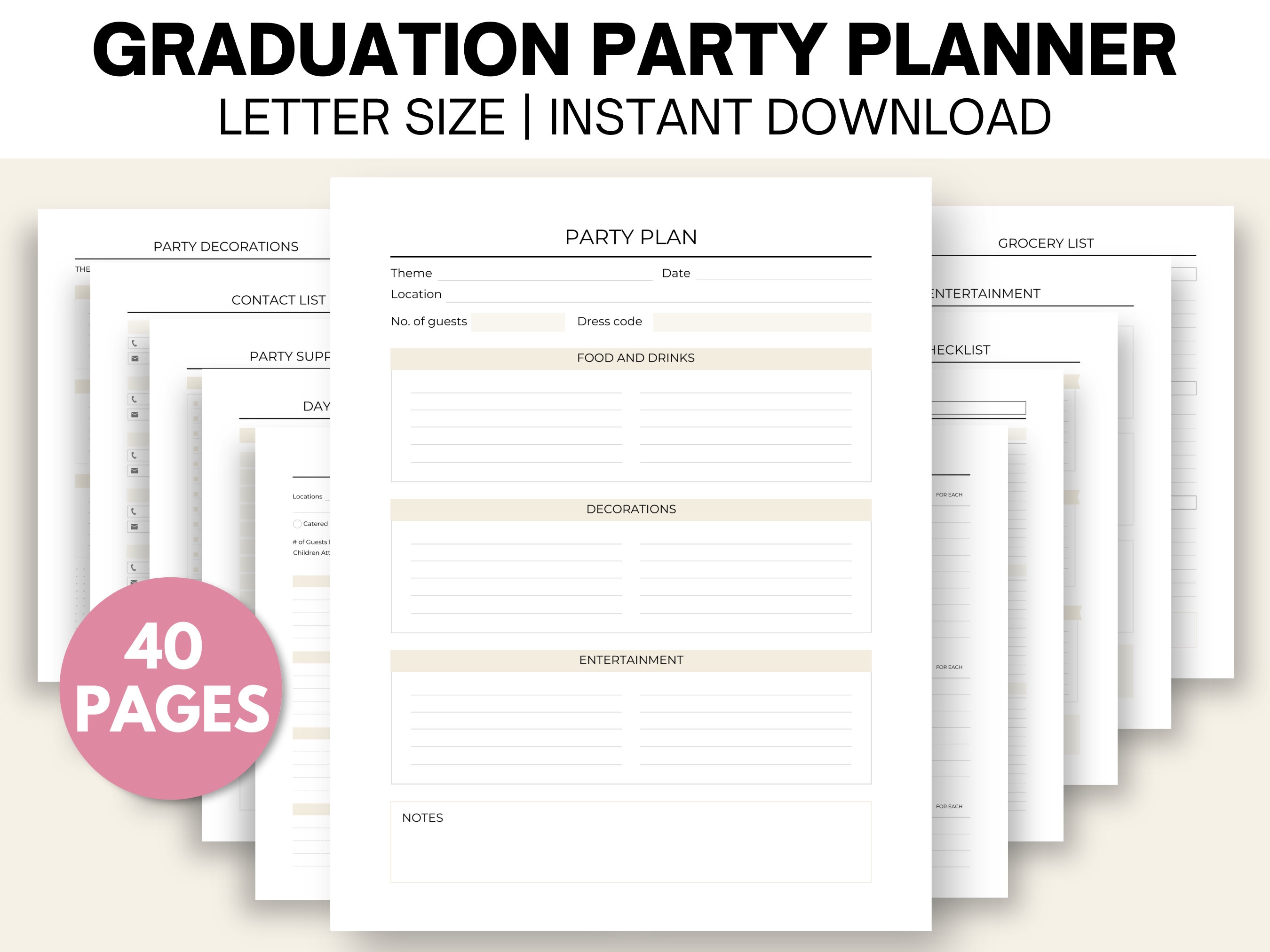 Graduation Party Planner Printable, Graduation Party Favors Checklist ...