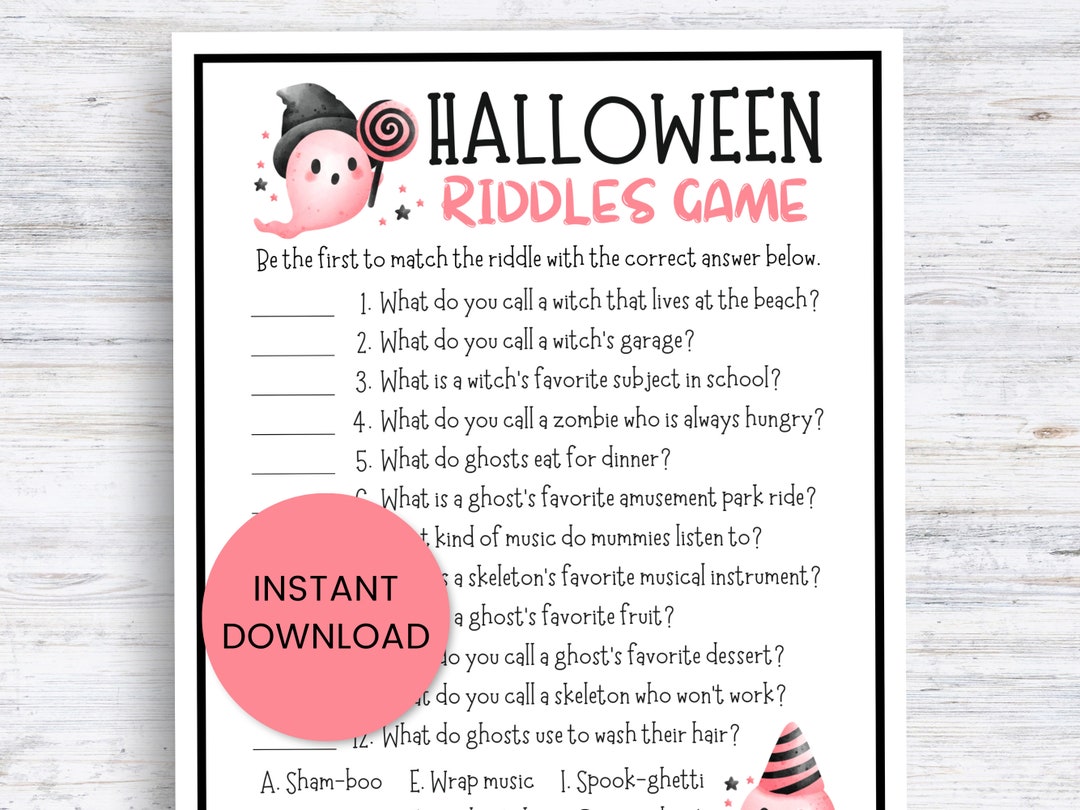 Halloween Riddles With Answers, Riddle Me This, Game for Kids, Game ...