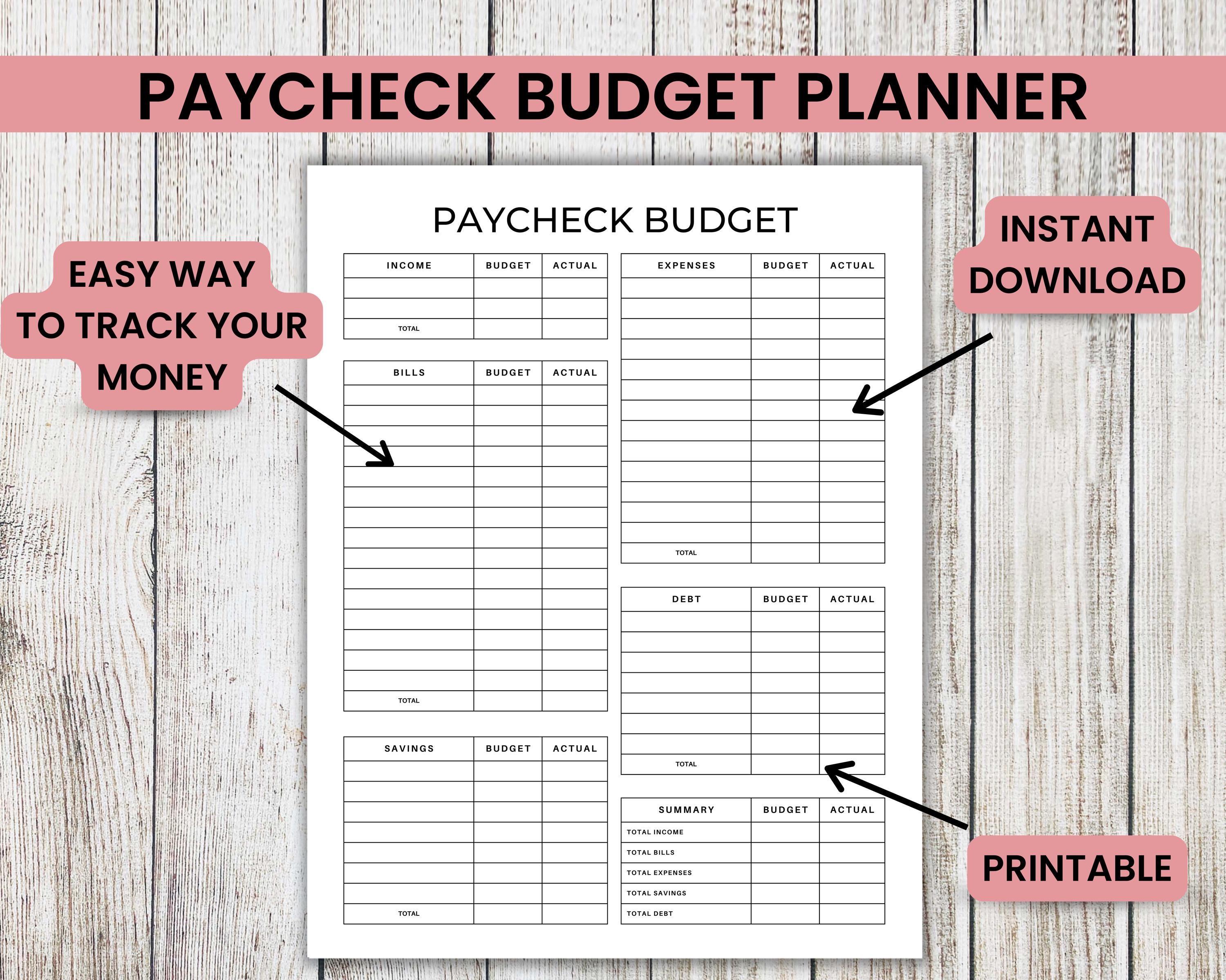 Paycheck Budget Planner Printable PDF, Budget by Paycheck, Paycheck ...