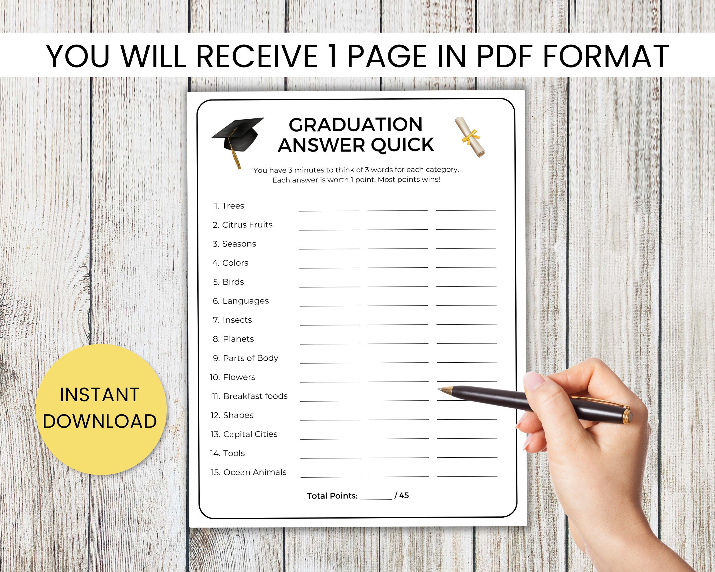 Graduation Answer Quick Game, Graduation Party Game, 2025 Grad Party ...