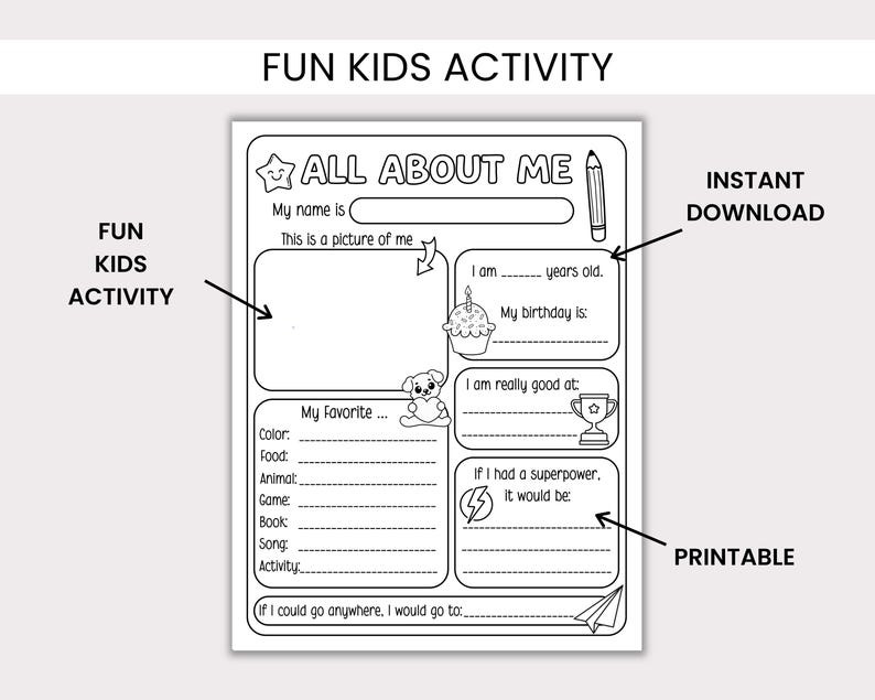 All About Me Coloring Sheet, Back to School, First Day of School ...