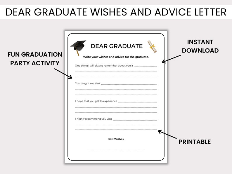 Dear Graduate Wishes and Advice Letter, Wishes for Graduate, Advice for ...