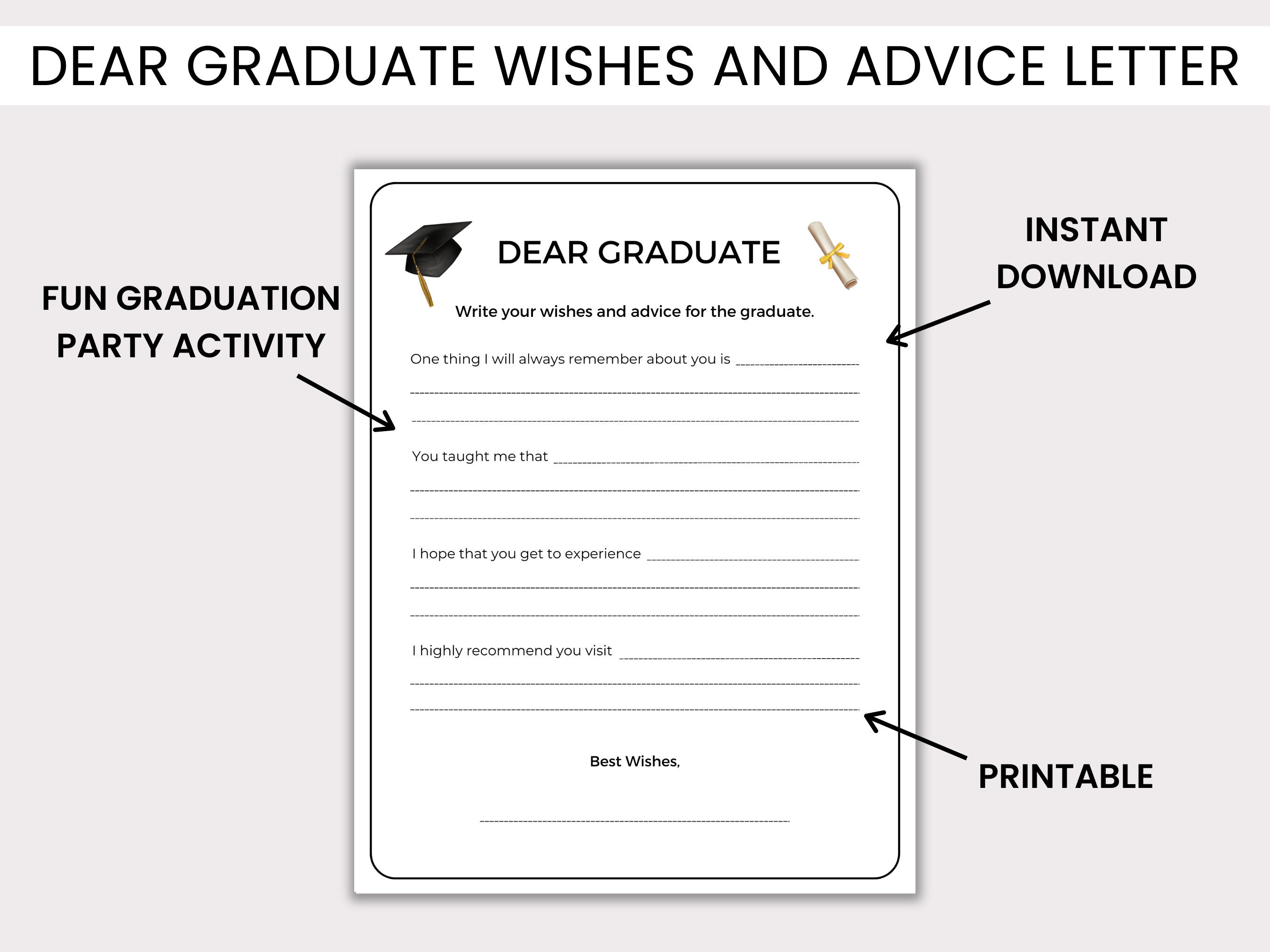 Dear Graduate Wishes and Advice Letter, Wishes for Graduate, Advice for ...