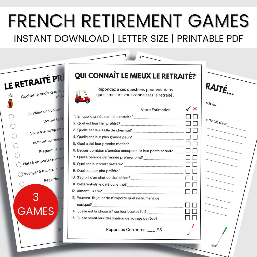 French Retirement Games, Retiree Games, How Well Do You Know, Group ...