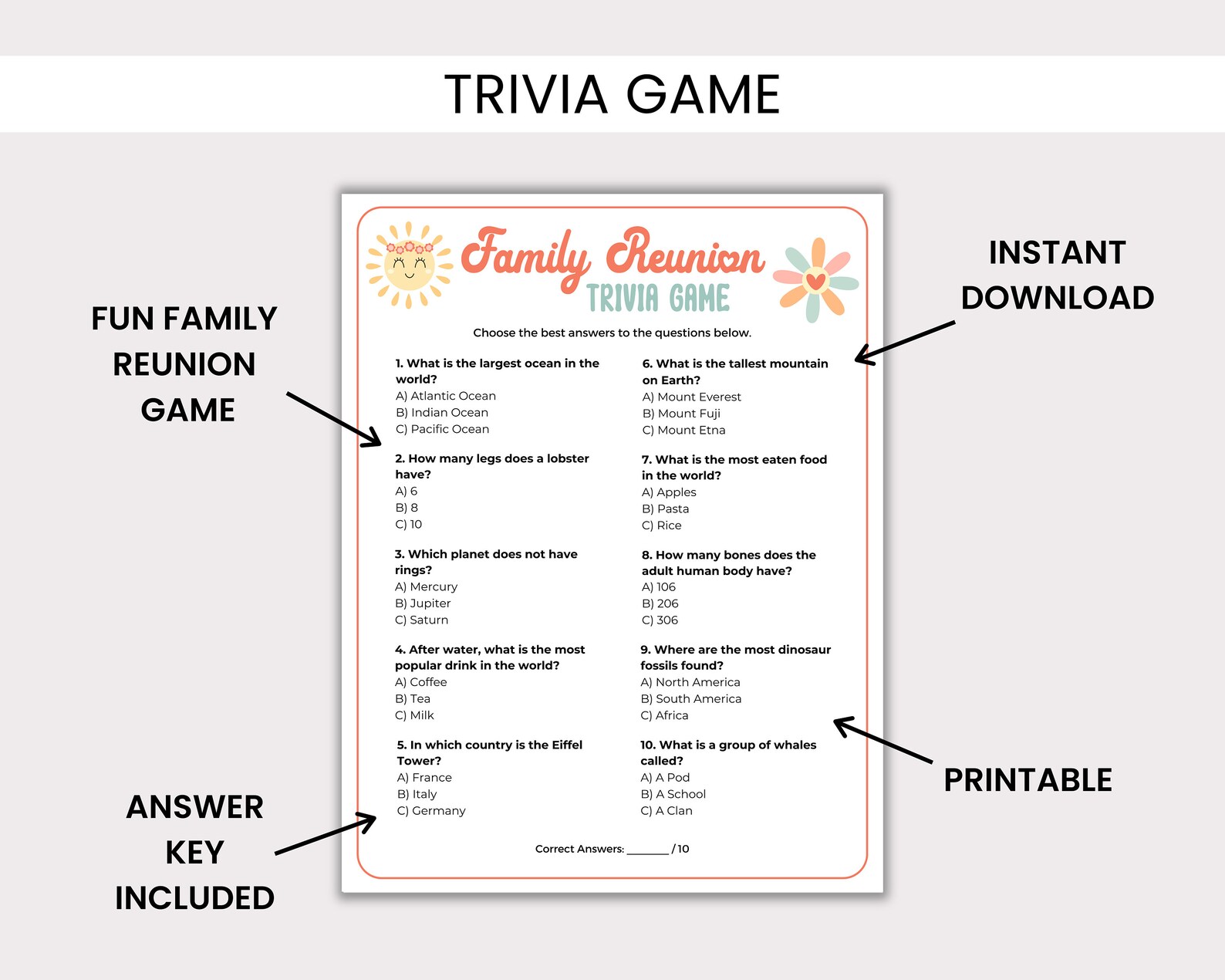 Family Reunion Trivia Questions, Virtual Family Reunion Games, Reunion ...