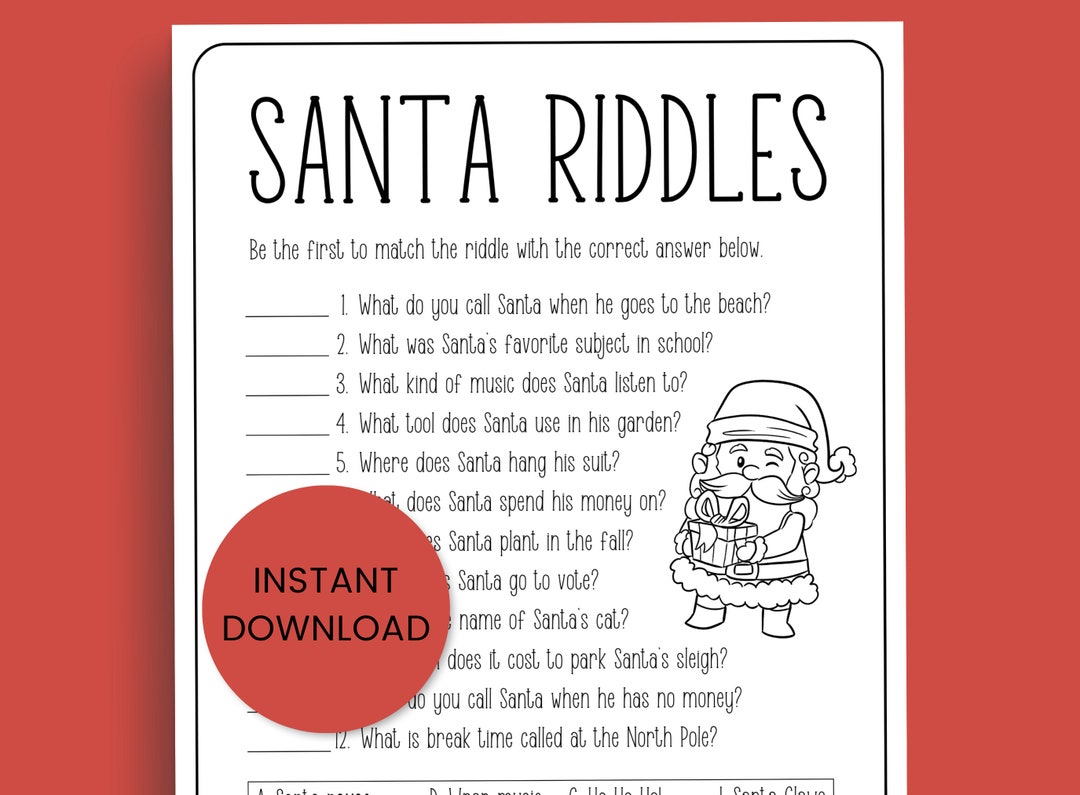 Santa Riddles With Answers, Games for Kids, Games for Teens, Family Fun ...