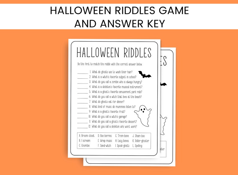 Halloween Riddles With Answers, Riddle Me This, Game for Kids, Game ...