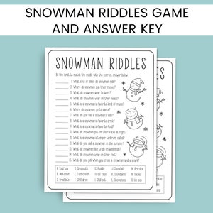 Snowman Riddles, Winter Activities Printable, Riddle Me This, Game for ...