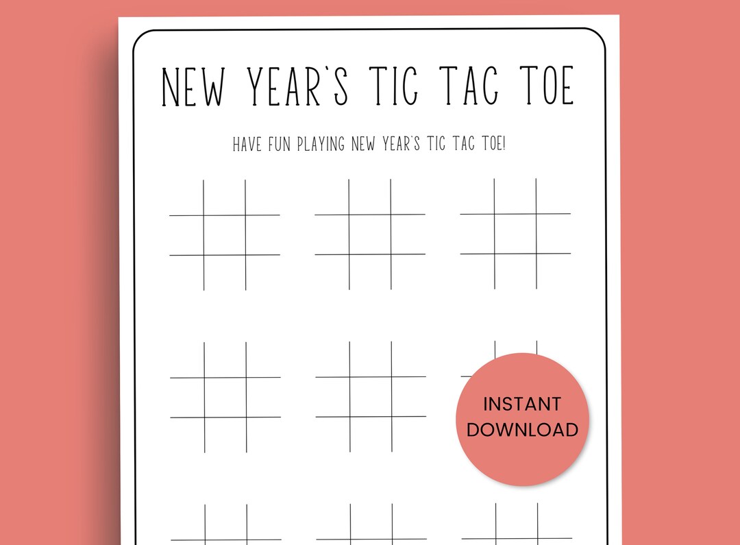 New Years Tic Tac Toe Game, Games for Kids, Printable Kids, Printable ...