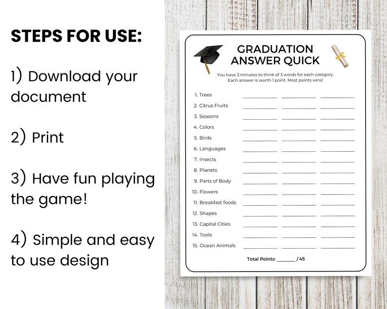 Graduation Answer Quick Game, Graduation Party Game, 2025 Grad Party ...