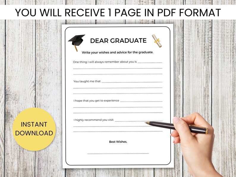 Dear Graduate Wishes and Advice Letter, Wishes for Graduate, Advice for ...