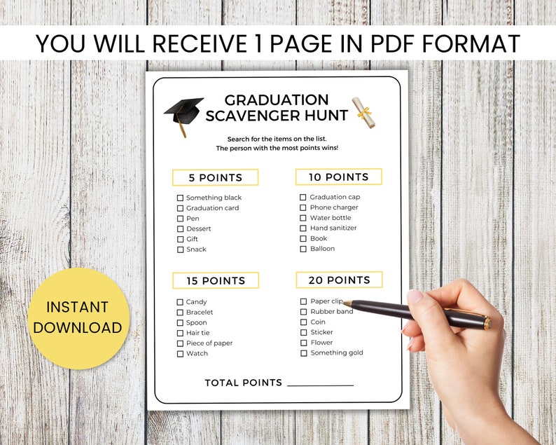 Graduation Scavenger Hunt, Graduation Games, Graduation Party, Group ...