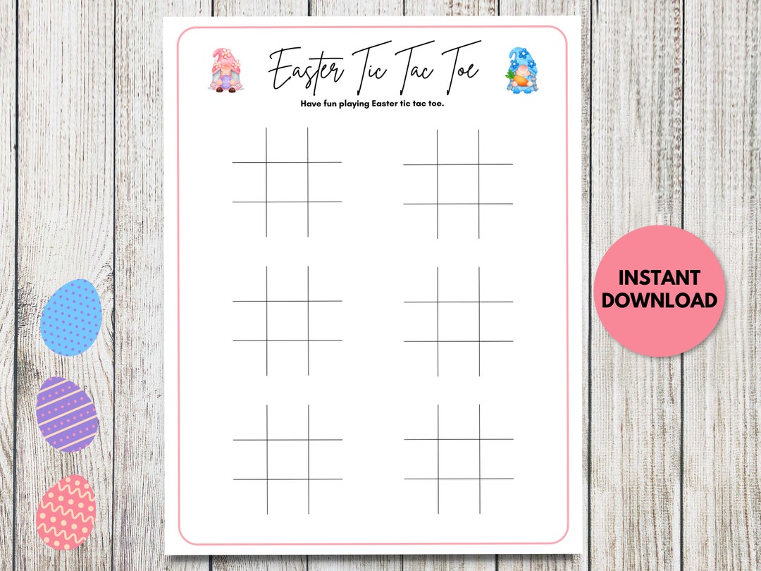 Printable Easter Tic Tac Toe Game With Cute Easter Gnomes - Etsy