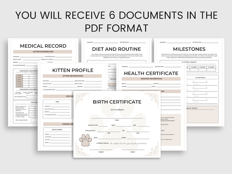 Cat Breeder Forms, Breeder Kitten Pack, Cat Breeder Records, Printable ...