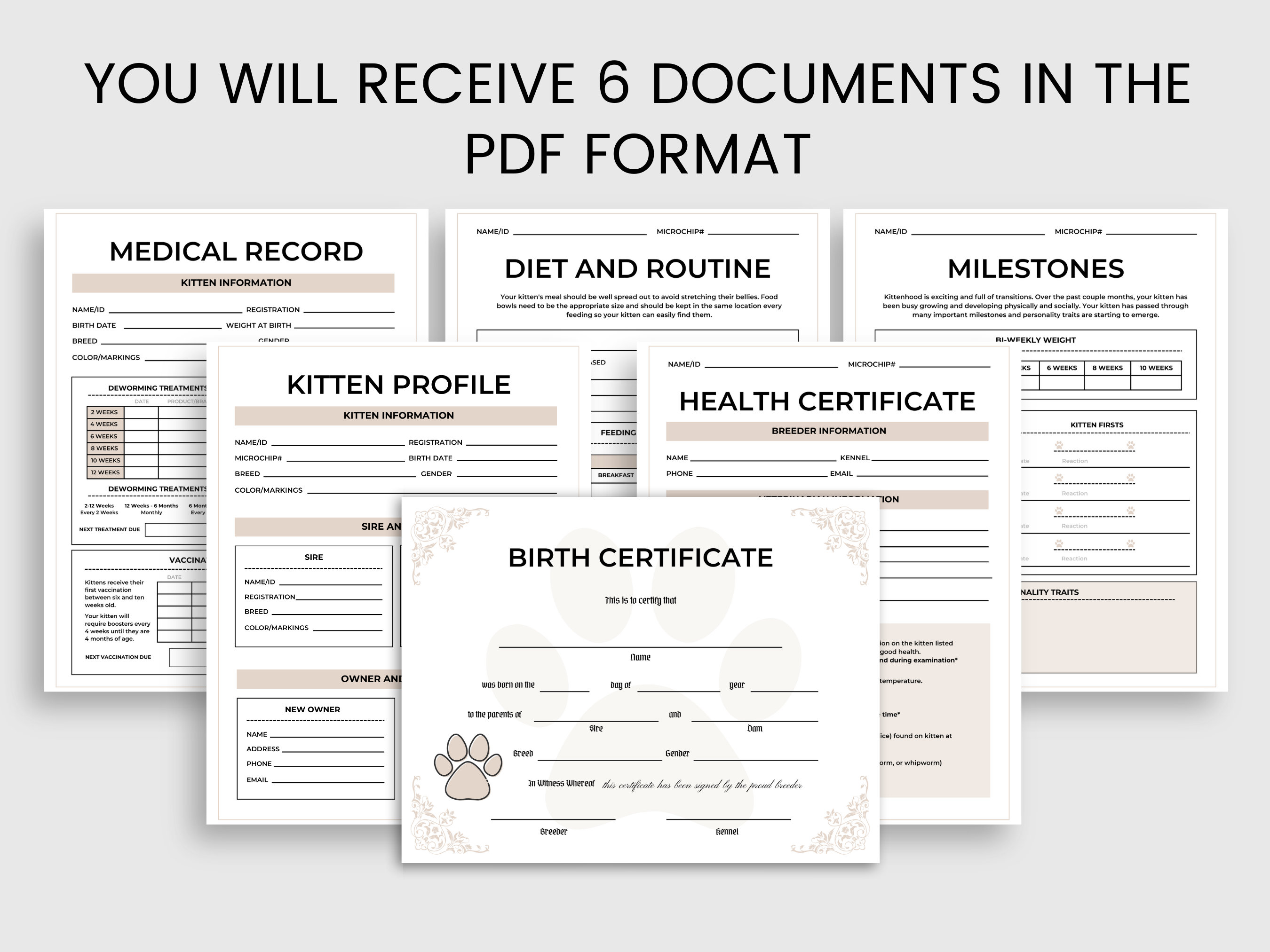 Cat Breeder Forms, Breeder Kitten Pack, Cat Breeder Records, Printable ...