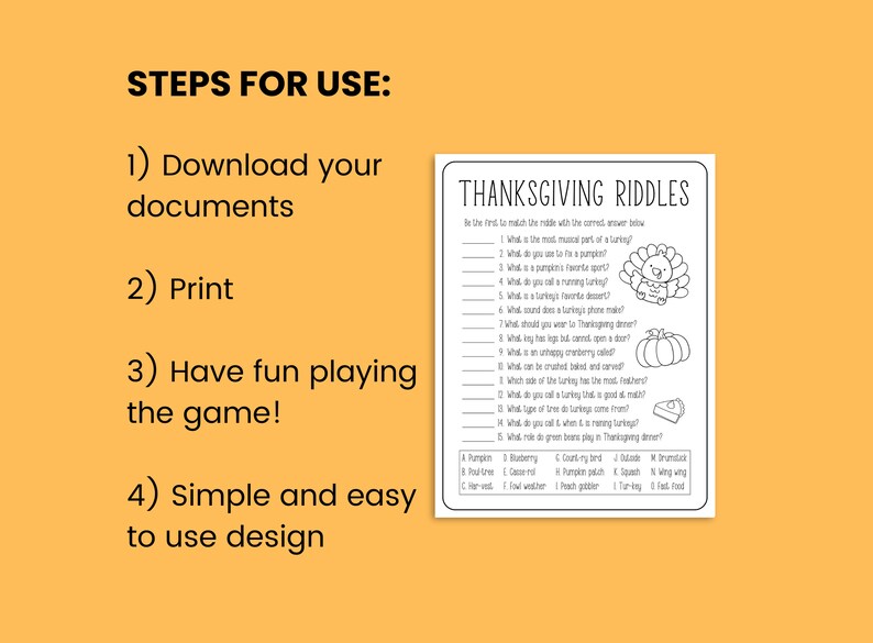 Thanksgiving Riddles With Answers, Riddle Me This, Game for Kids, Game ...