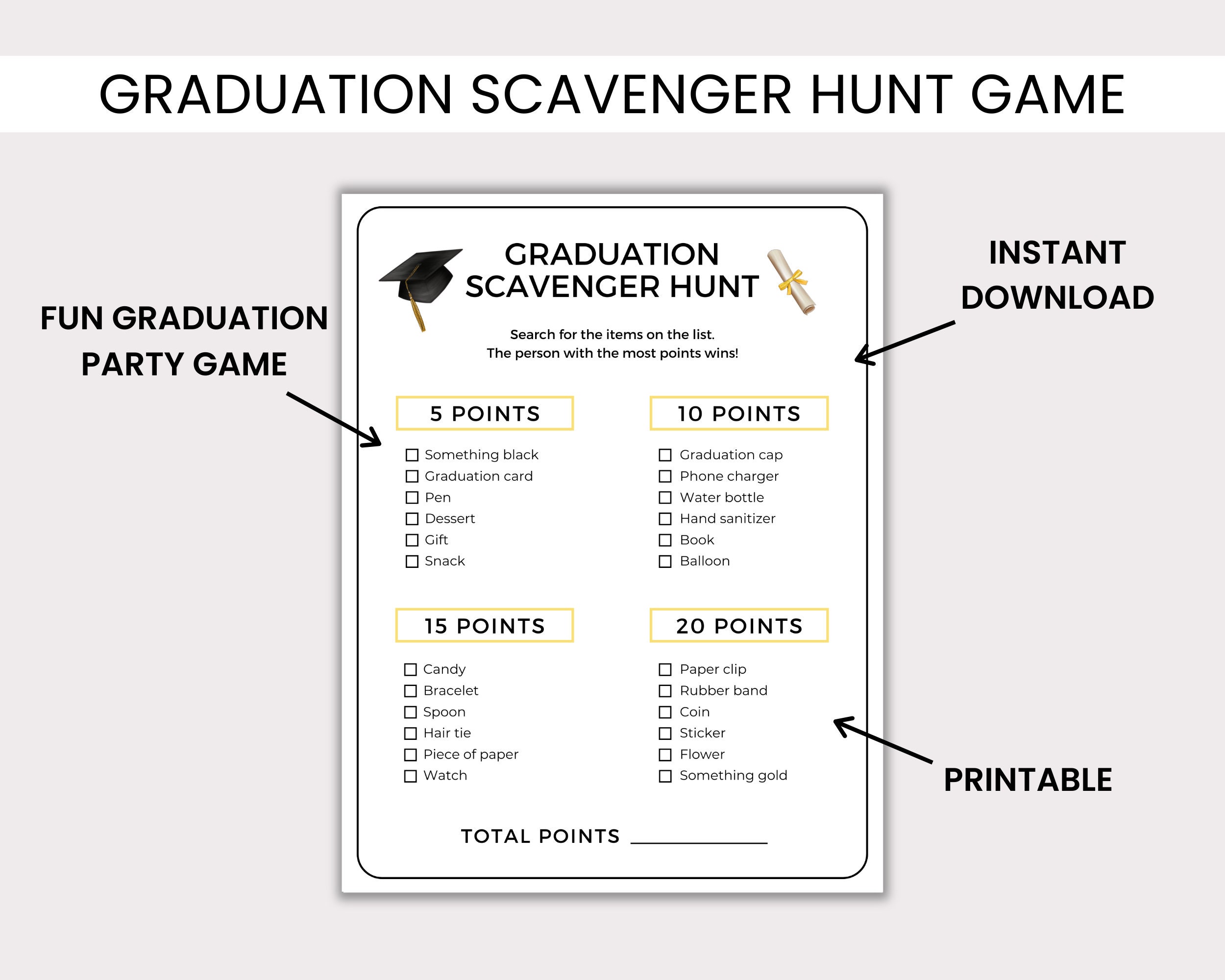 Graduation Scavenger Hunt, Graduation Games, Graduation Party, Group ...